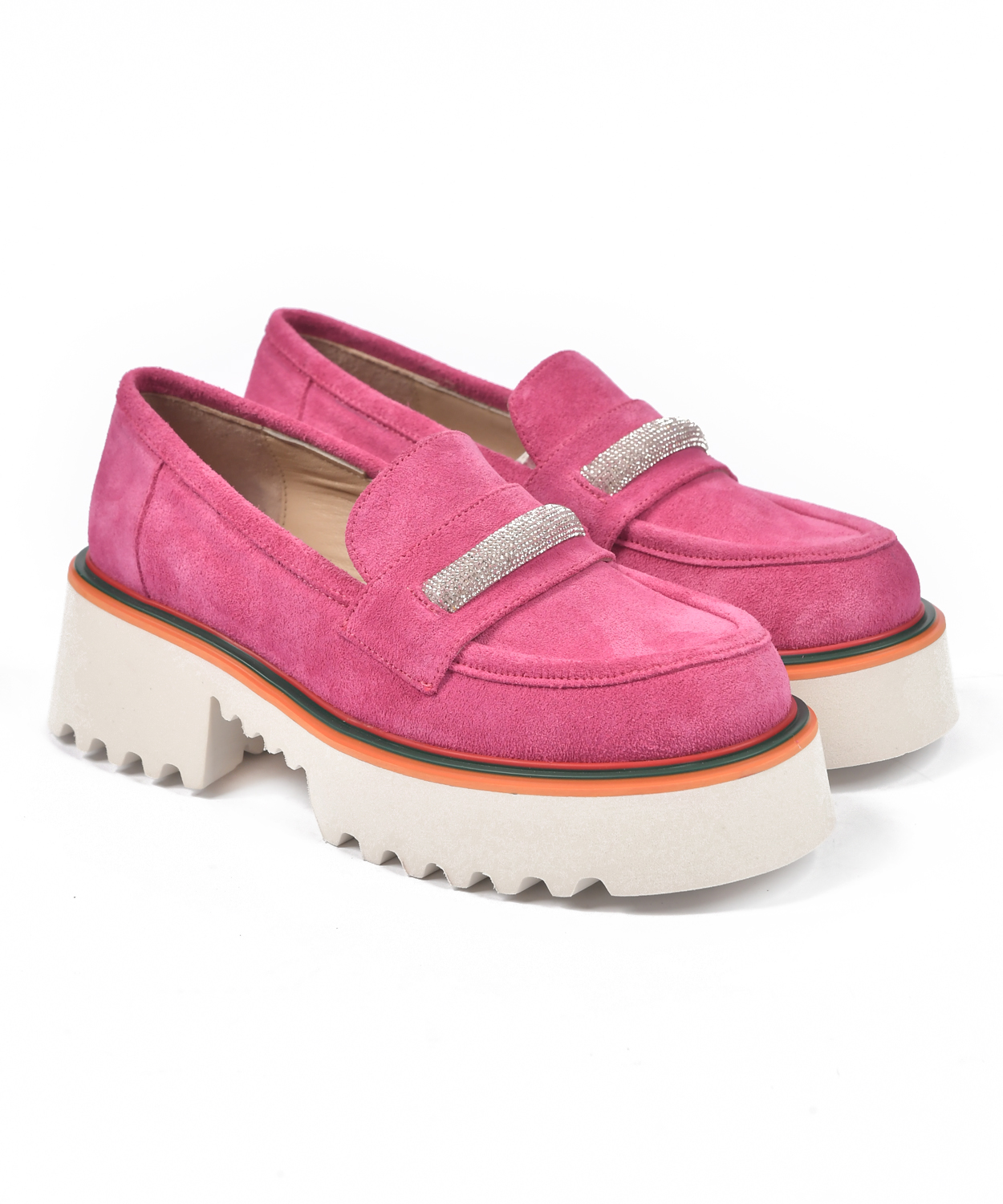 Noa Noir ženske kožne mokasine 7503 - FUSHIA SUEDE