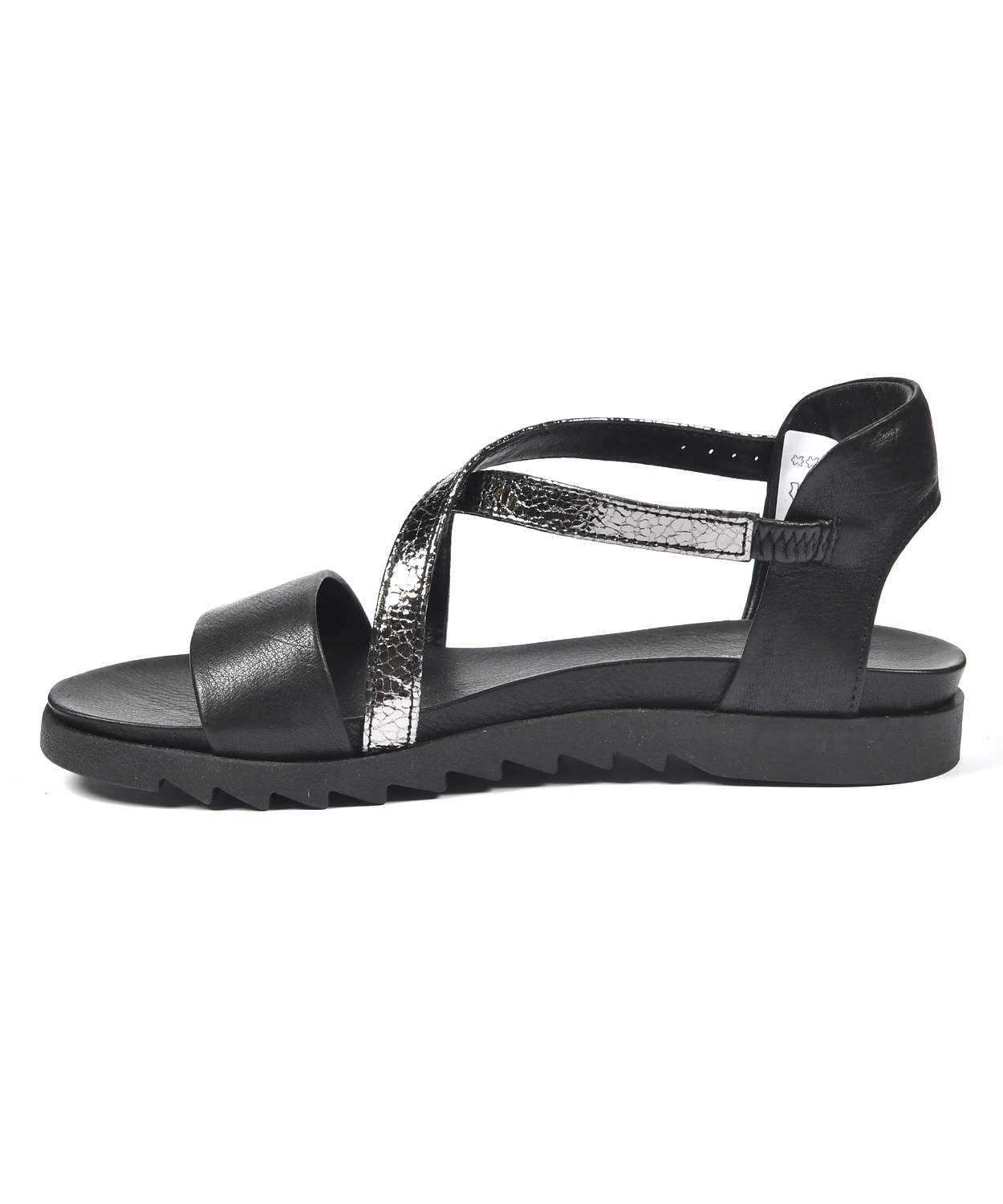 Grazia ženske kožne ravne sandale na platformu 70105-07 SS24 - CRNA