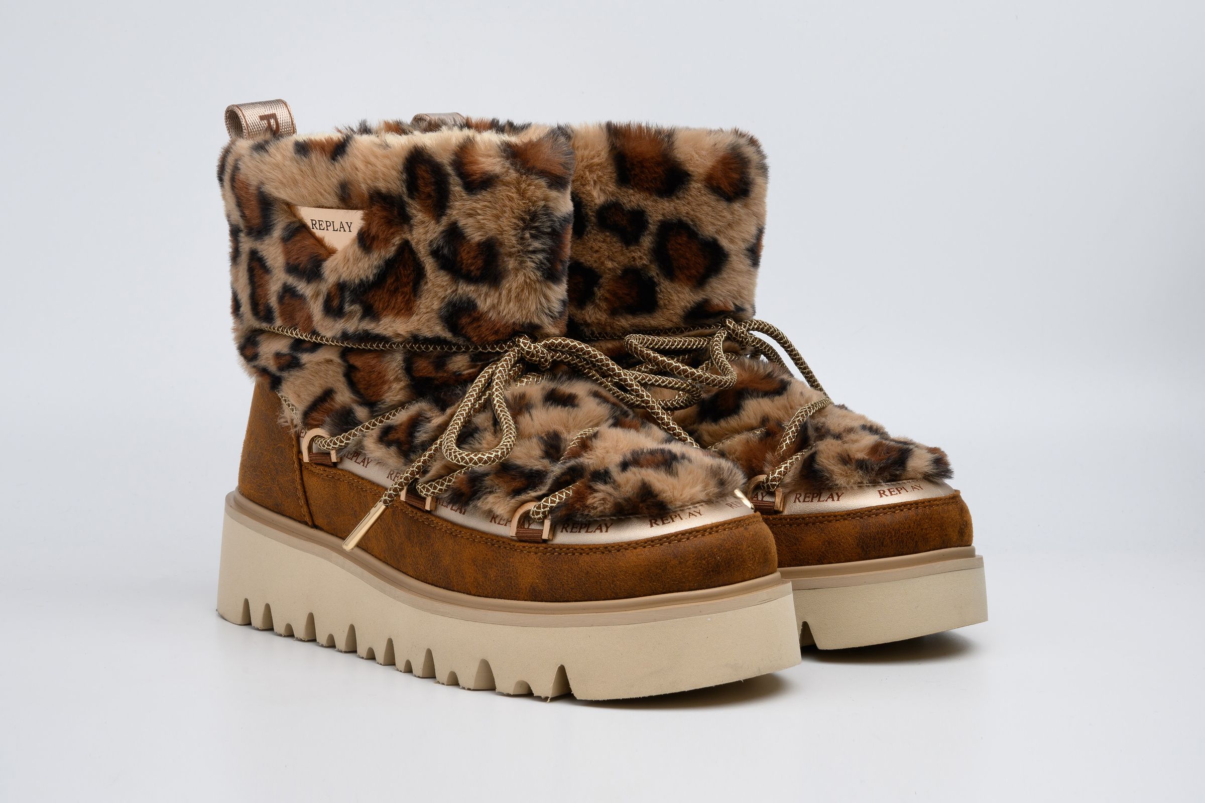 Replay ženske kratke čizme MELROSE SNOW LEO RF2H0022S AW25 - BROWN